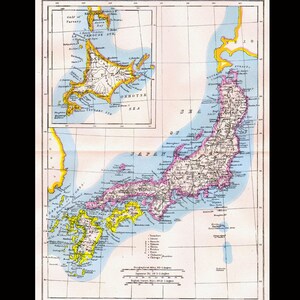 Japan Map Antique Copper Engraving Asian Cartography 1892 Vintage ...