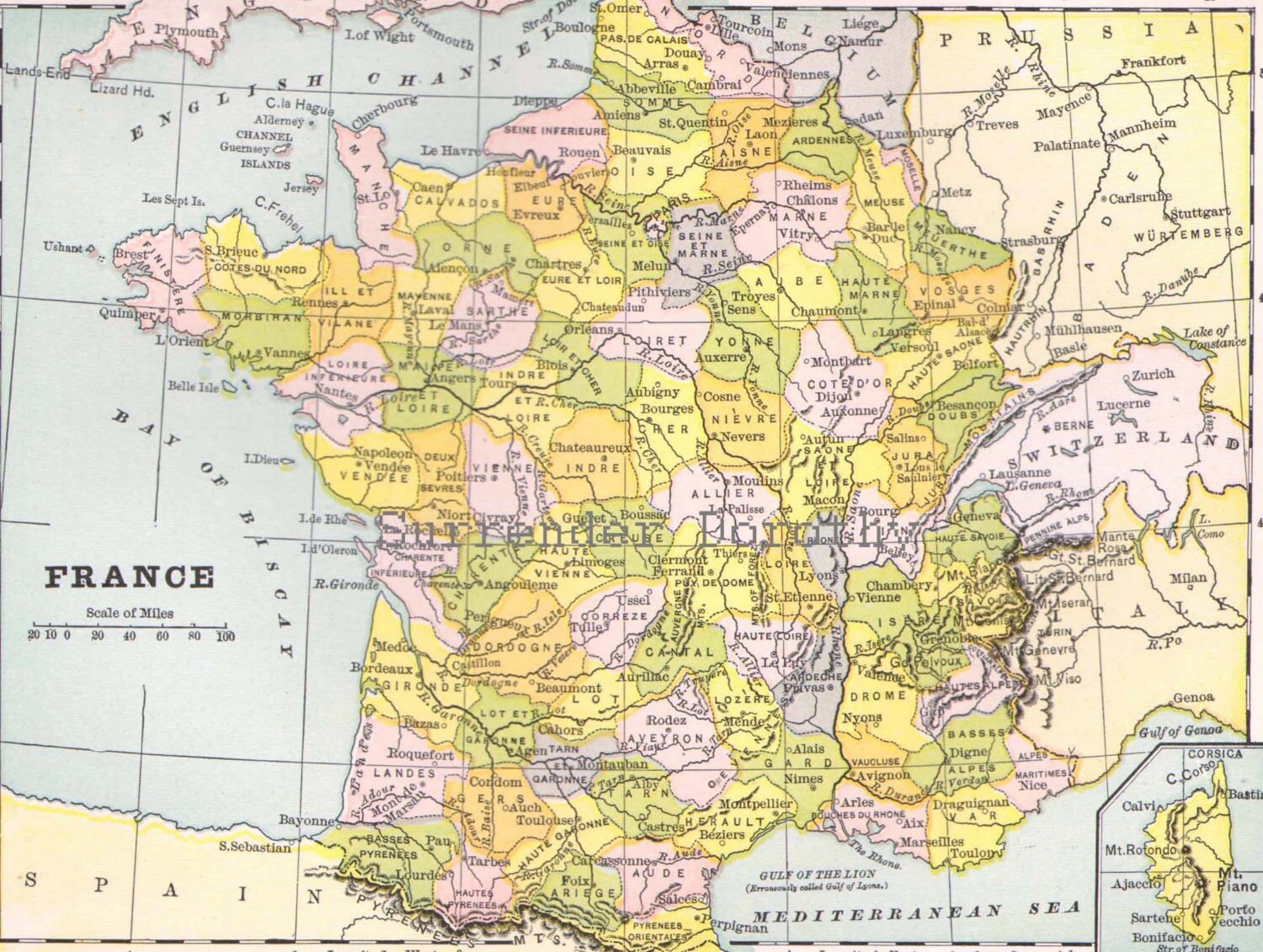 1889 Map France Antique Cartography Perfect for Framing | Etsy