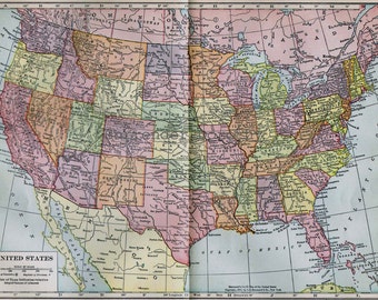 Antique Map United States - Etsy
