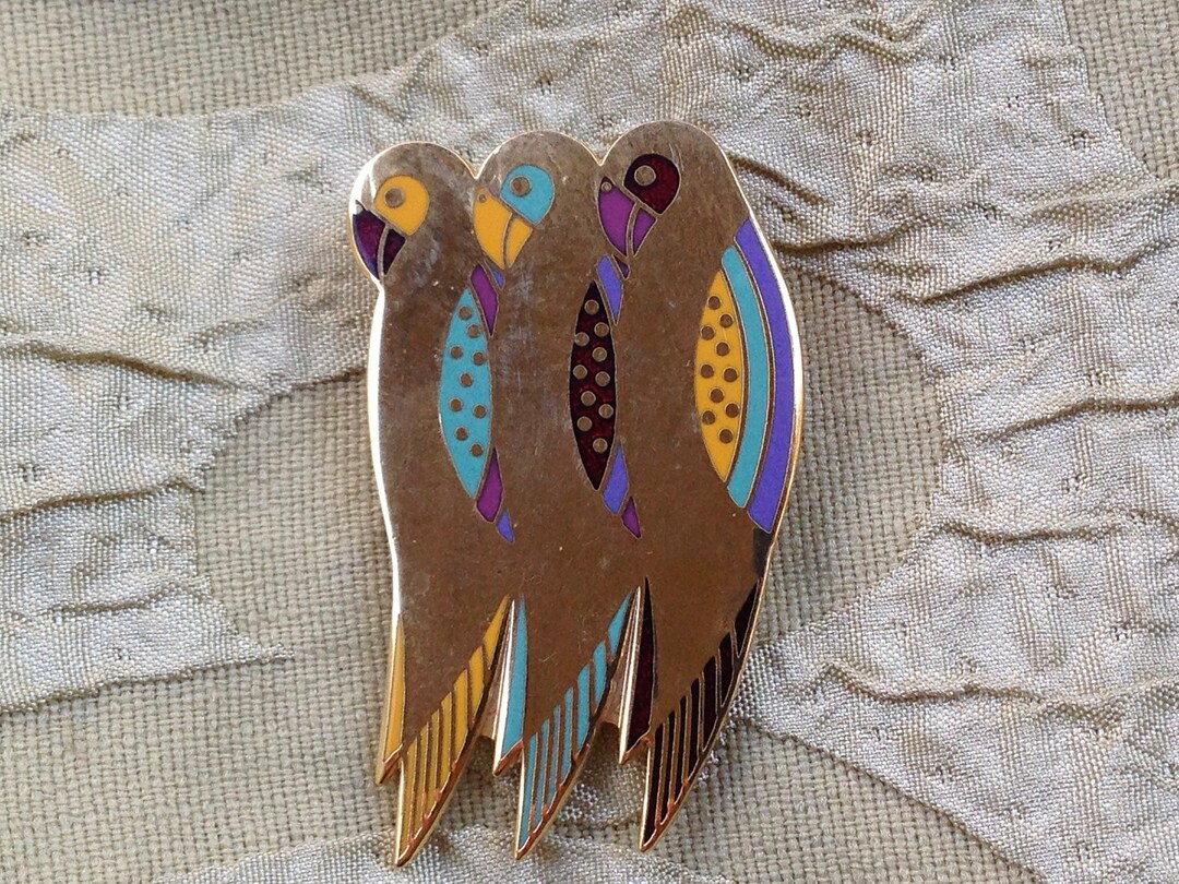 Laurel Burch Pin Brooch PERICO PARROT Bird Fiesta Colors Cloisonné Art ...