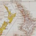 New Zealand Australia Map Antique Copper Engraving Vintage Cartography ...