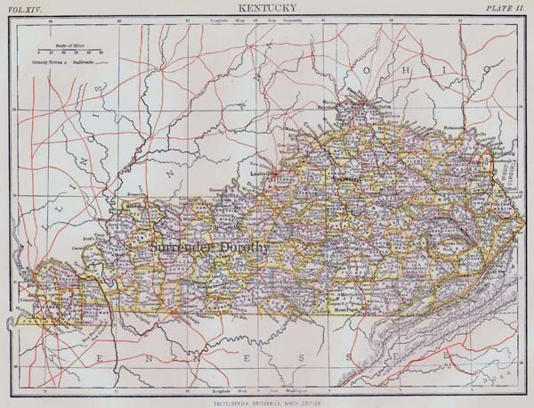 Kentucky Map USA State Antique Copper Engraving Vintage Cartography ...