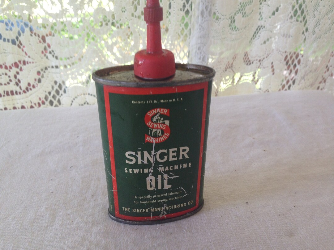 Singer Sewing Machine Oil Tin 1960s 3 Oz Made in USA Craft Room Decor ...