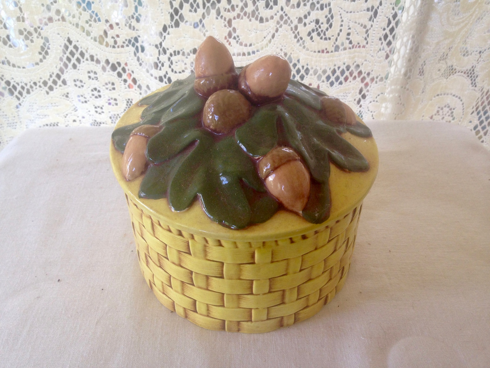 Golden Acorn Covered Ceramic Canister Stash Pot Cute Vintage - Etsy