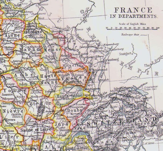 France Map Antique Copper Engraving European Cartography 1892 | Etsy