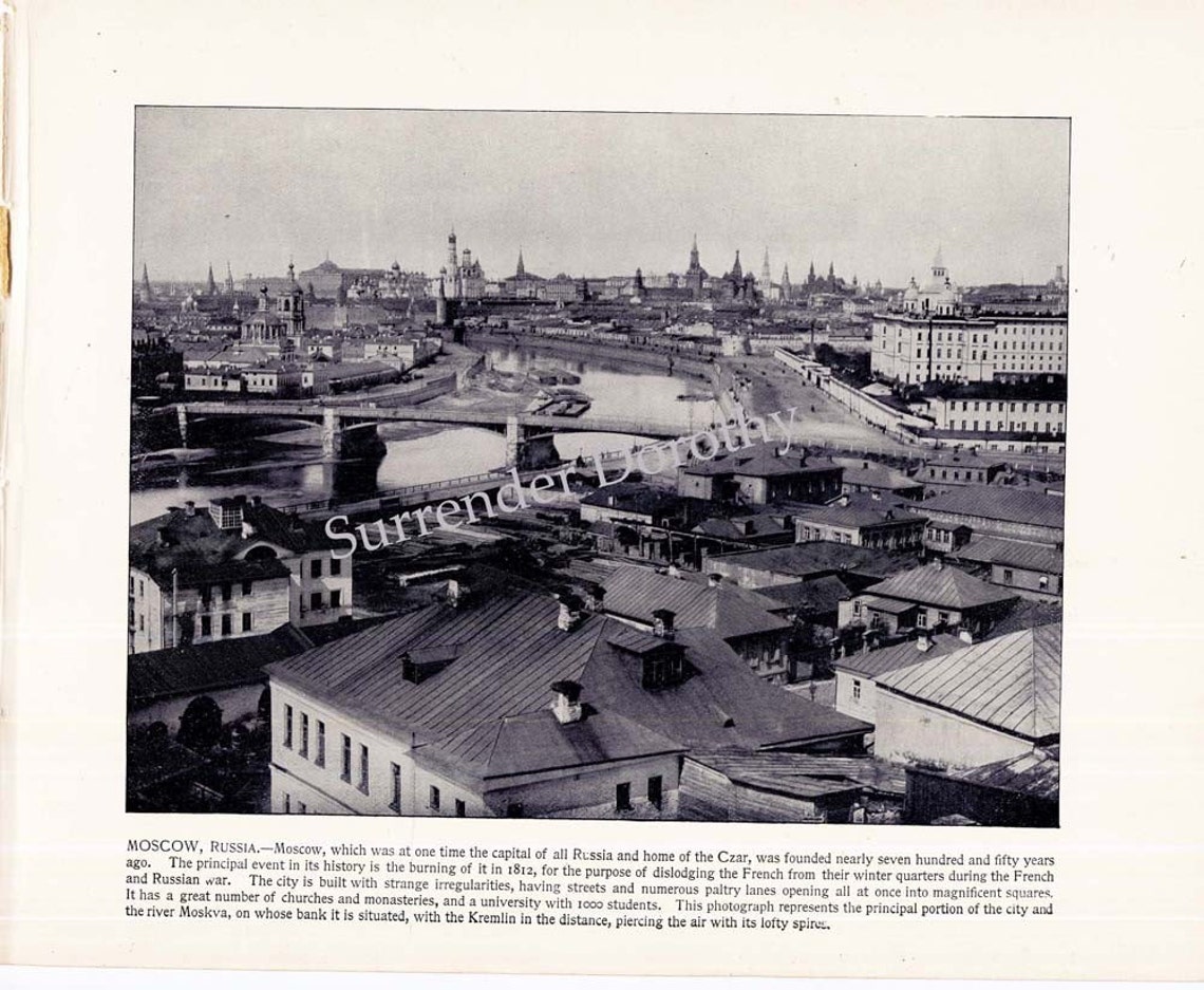 1890 Moscow Russia Rooftop View Rotogravure Illustration - Etsy