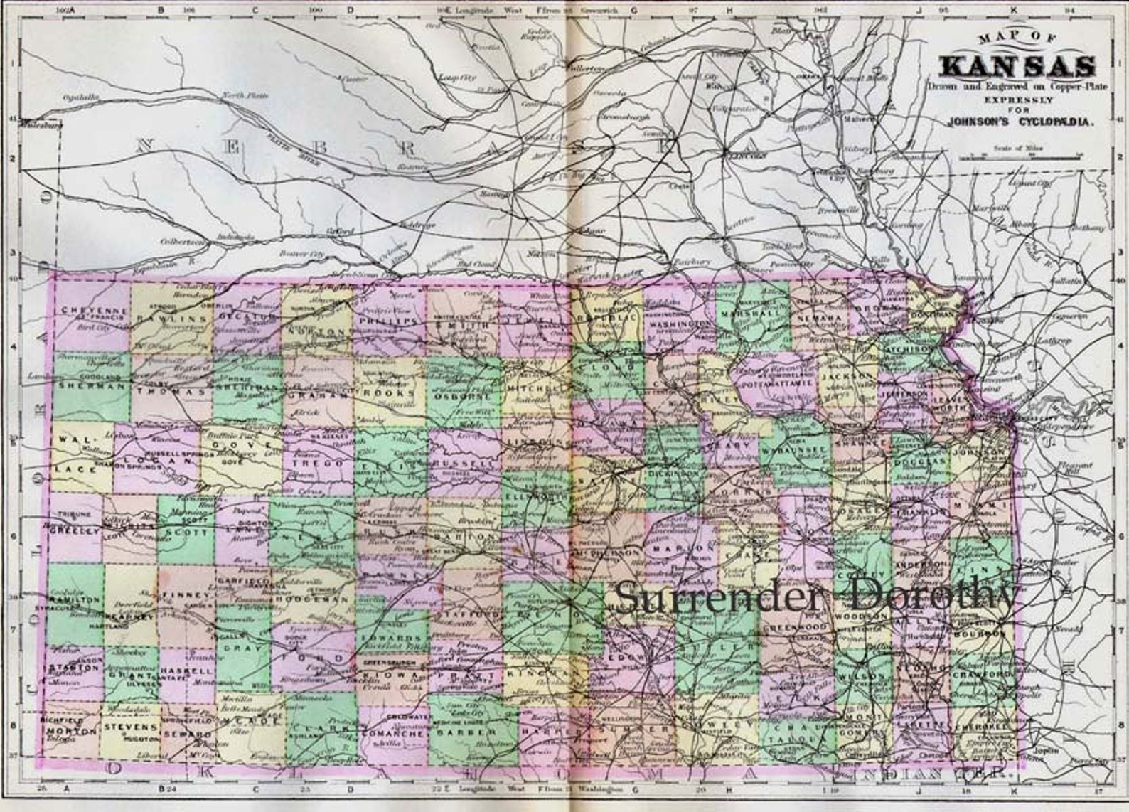 Kansas Map United States USA 1896 Vintage Victorian Antique | Etsy