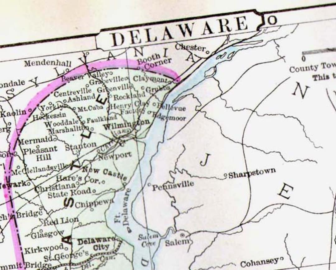 Map New Jersey USA United States Map 1896 Victorian Antique Copper ...