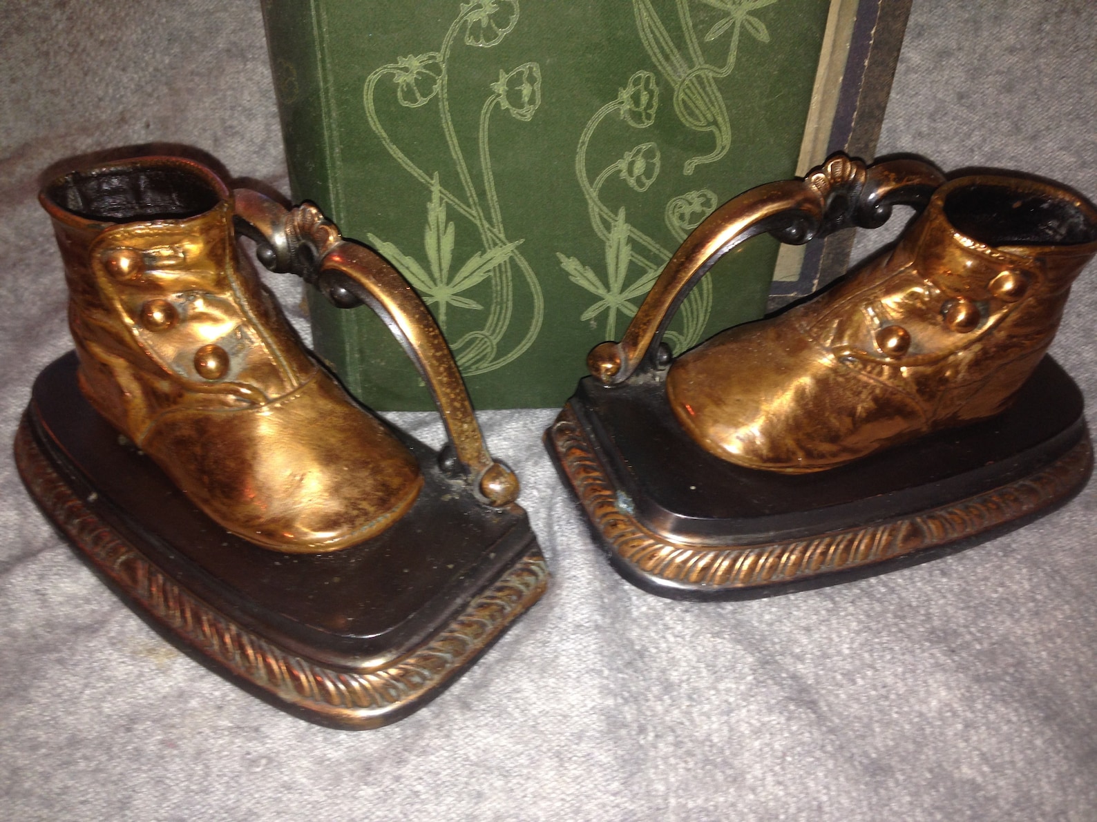Bronze Baby Shoe Bookends High Button Shoes 1930 1940s | Etsy