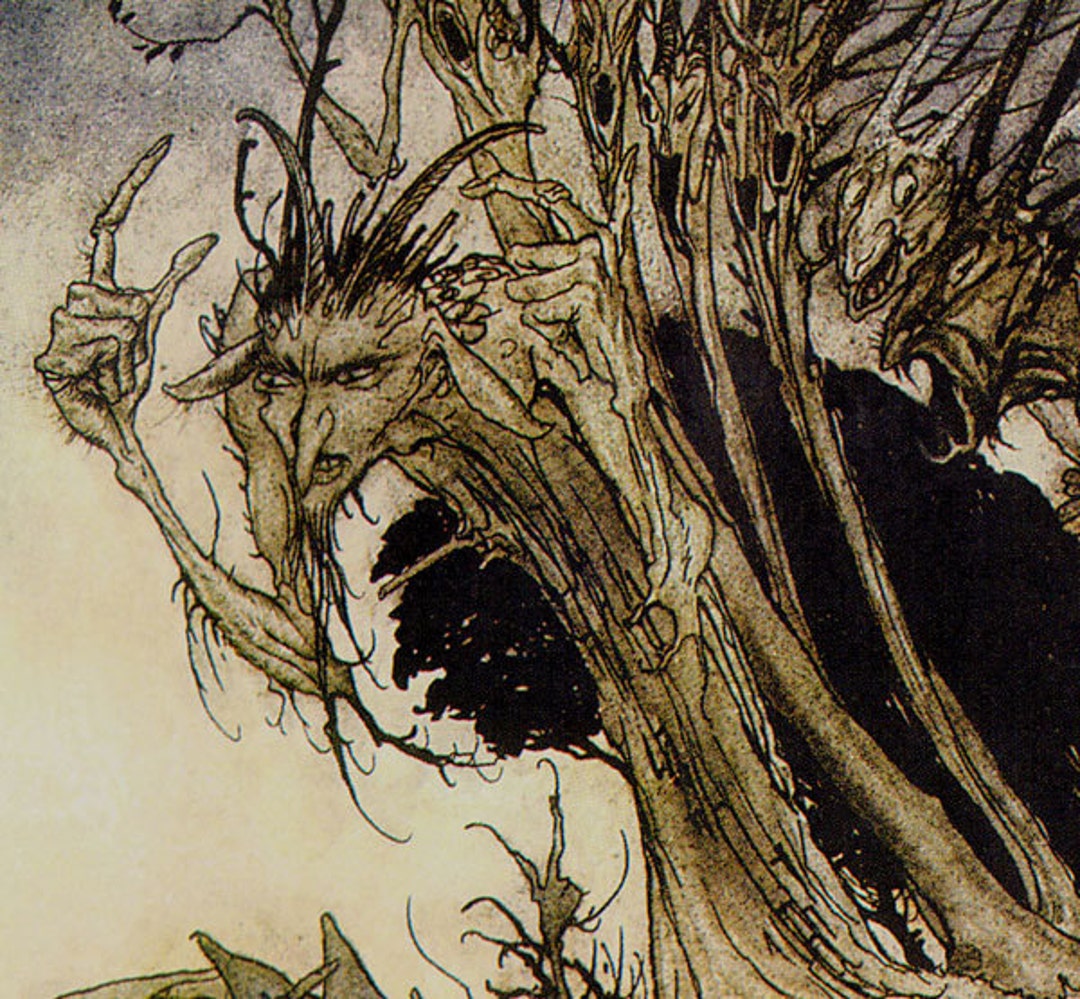 Devil Tree Arthur Rackham Vintage Children's Nursery Lithograph Art ...