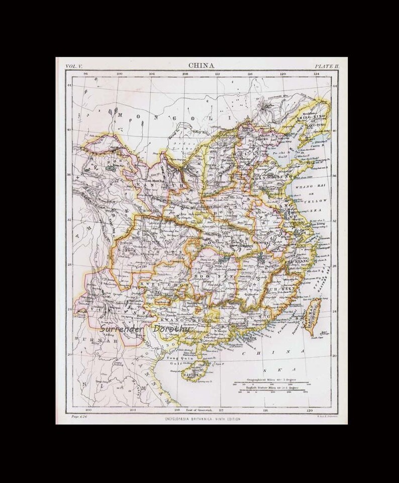 Map China 1892 Victorian Antique Copper Engraving Vintage Asia | Etsy