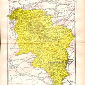 Lanark County England Map Antique Copper Engraving European Cartography ...