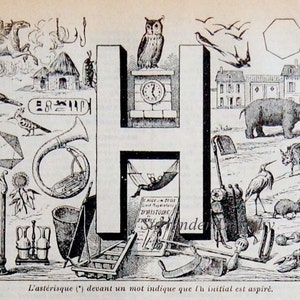 Letter H French Dictionary Alphabet Chart Paris France to Frame Black ...