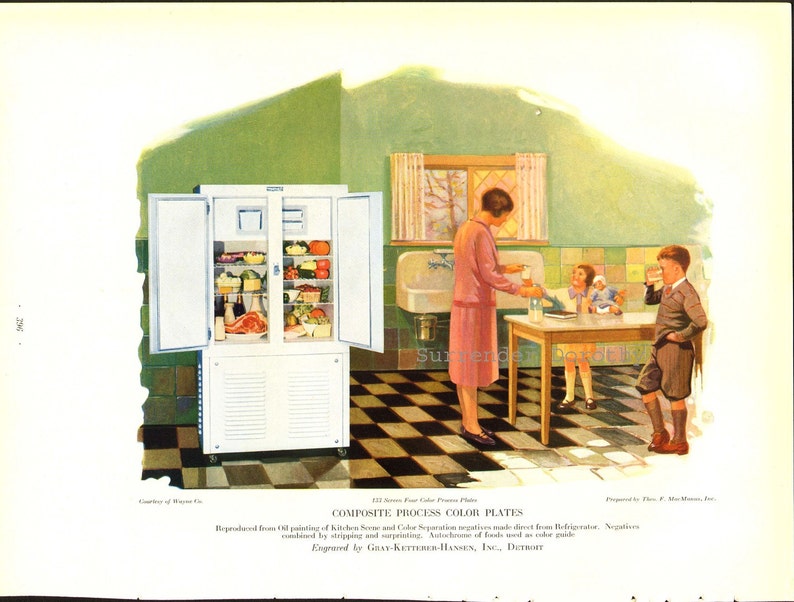 Modern Kitchen Refrigerator Advertisement 1926 Vintage Color - Etsy