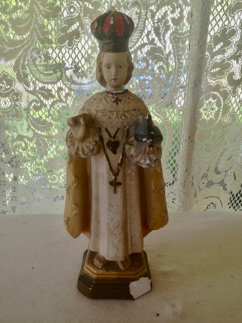 Infant Jesus of Prague Chippy Vintage Statue Sacred Relic Red - Etsy
