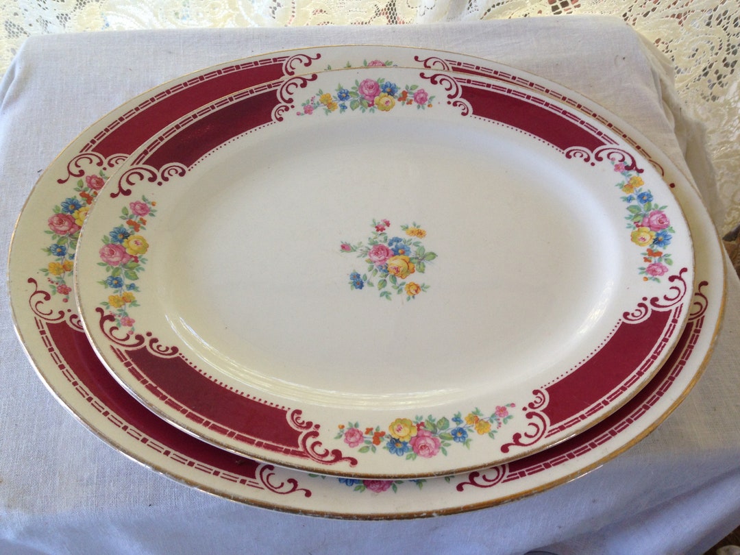 2 Serving Platters Homer Laughlin Brittany Majestic 22k Gold Trim ...