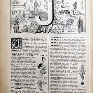 Letter J French Dictionary Alphabet Chart Paris France to Frame Black ...