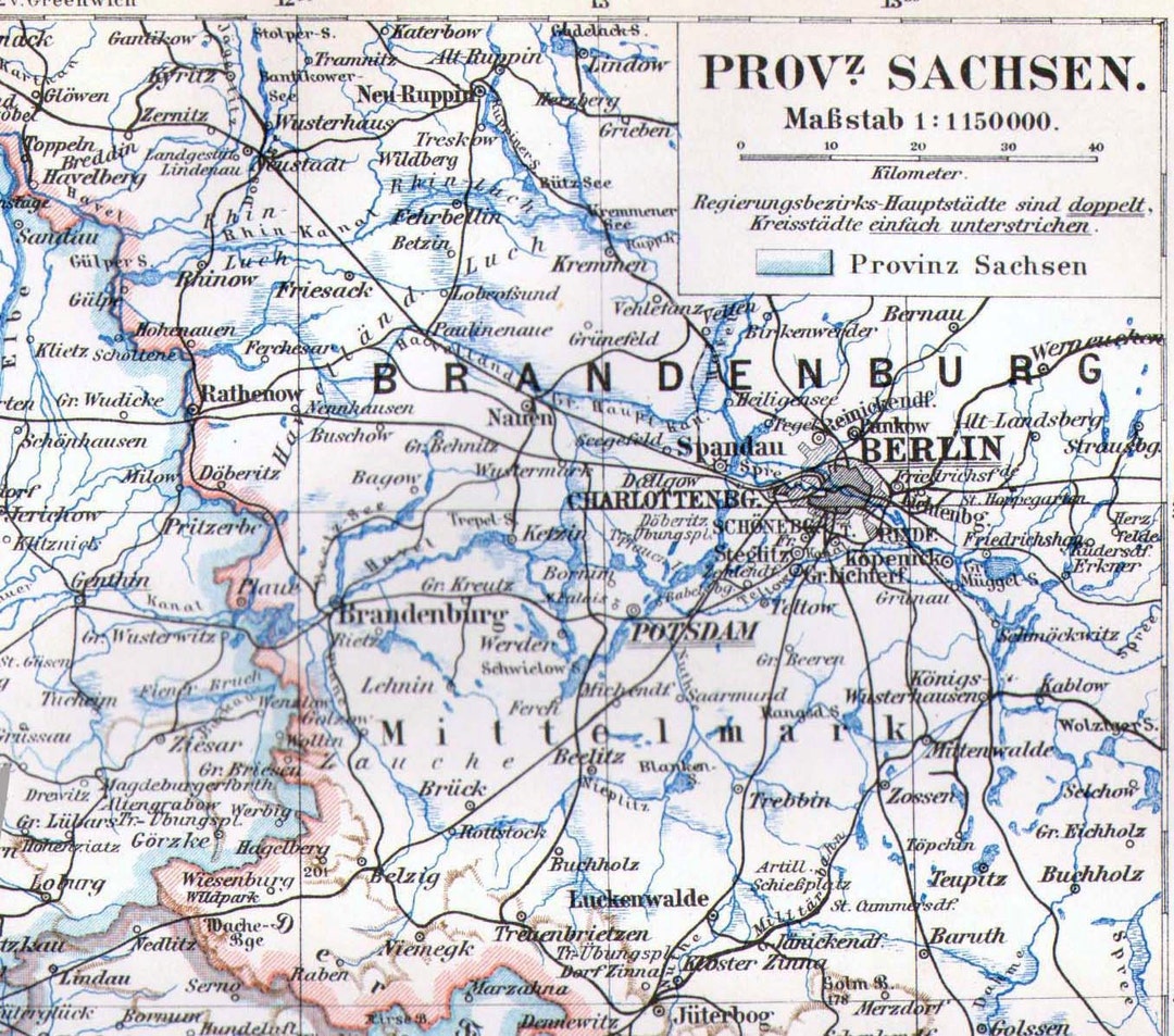 Map Saxony Sachsen State Province Germany Edwardian 1903 Antique Steel ...