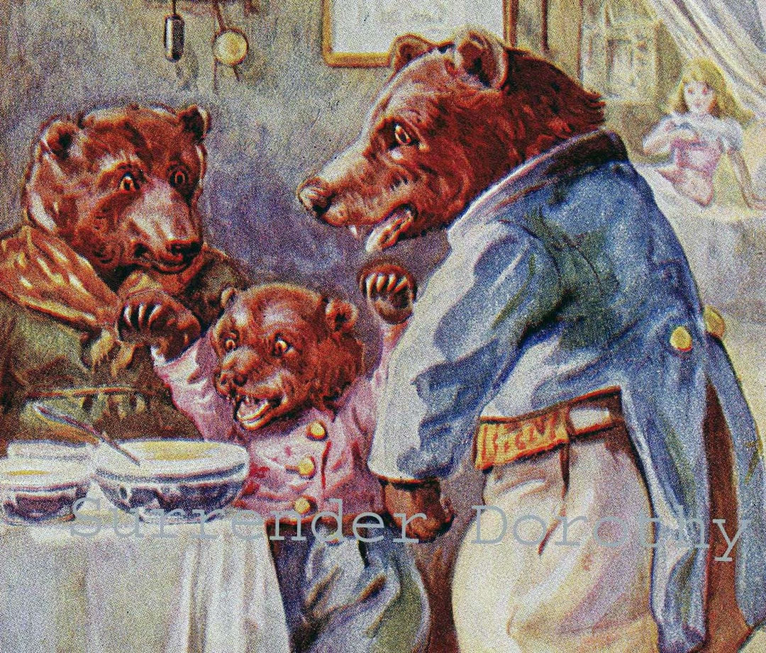 Goldilocks Three Bears Vintage Original Children's Fairytale Lithograph ...