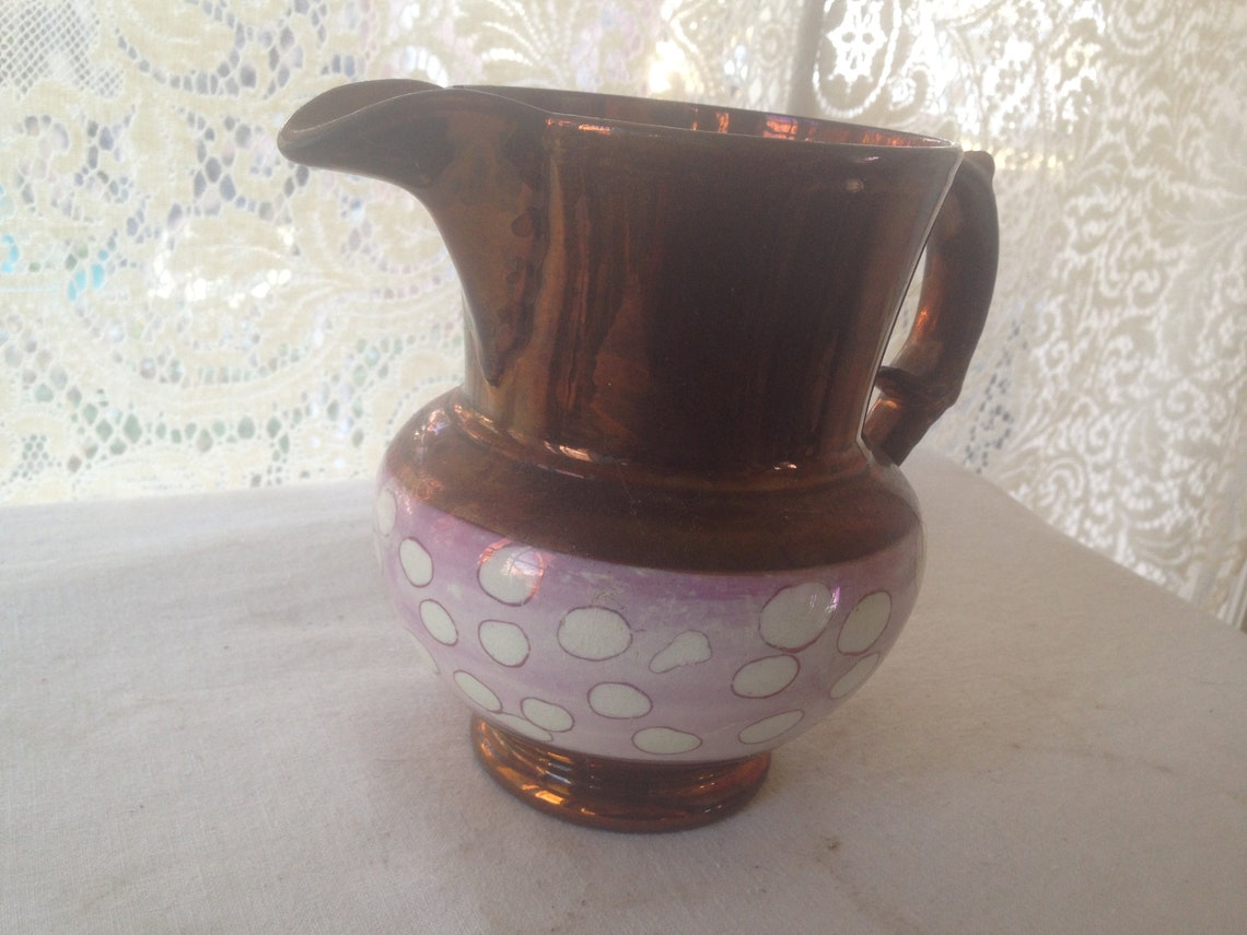 Antique Staffordshire English Copper Luster Ware Pitcher Pink - Etsy
