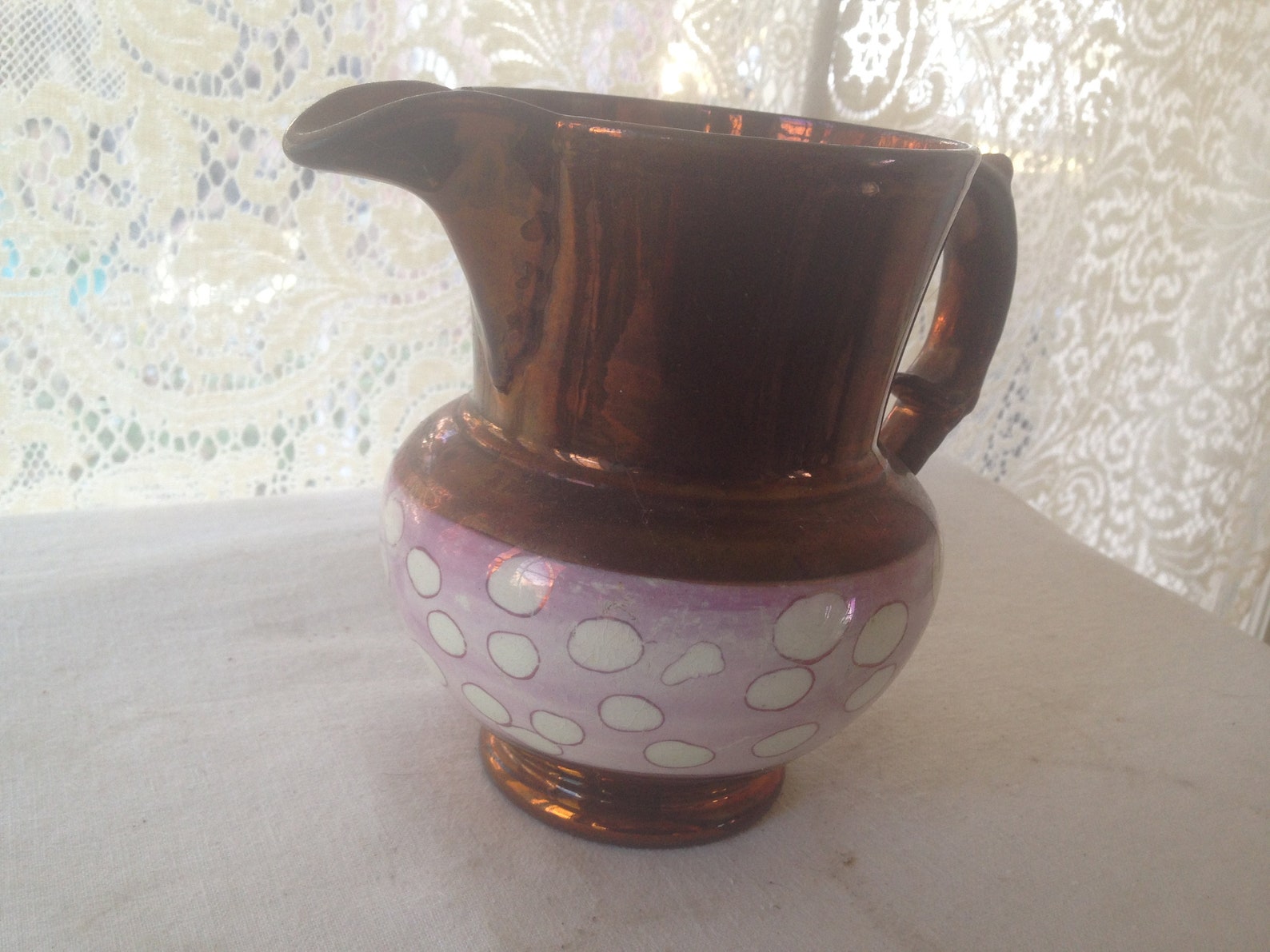 Antique Staffordshire English Copper Luster Ware Pitcher Pink - Etsy
