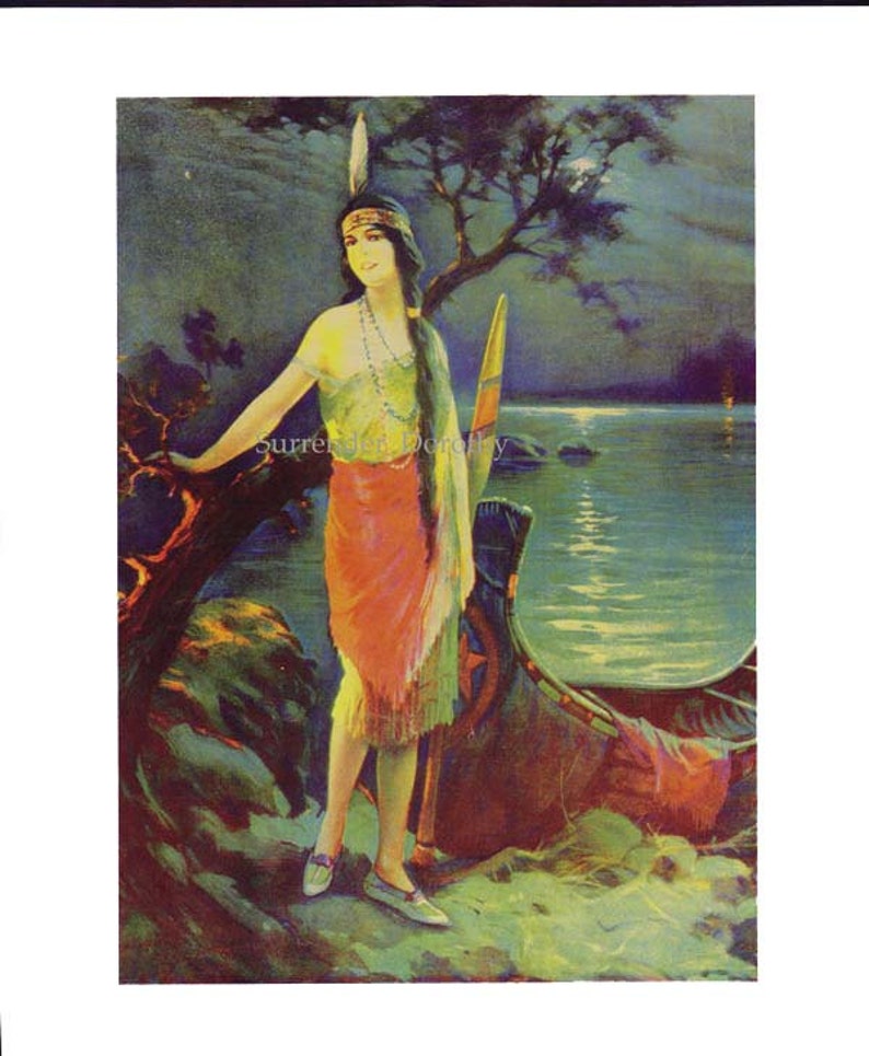 Indian Maiden Moonlight Charles Relyea Vintage 1920s Roaring Twenties ...