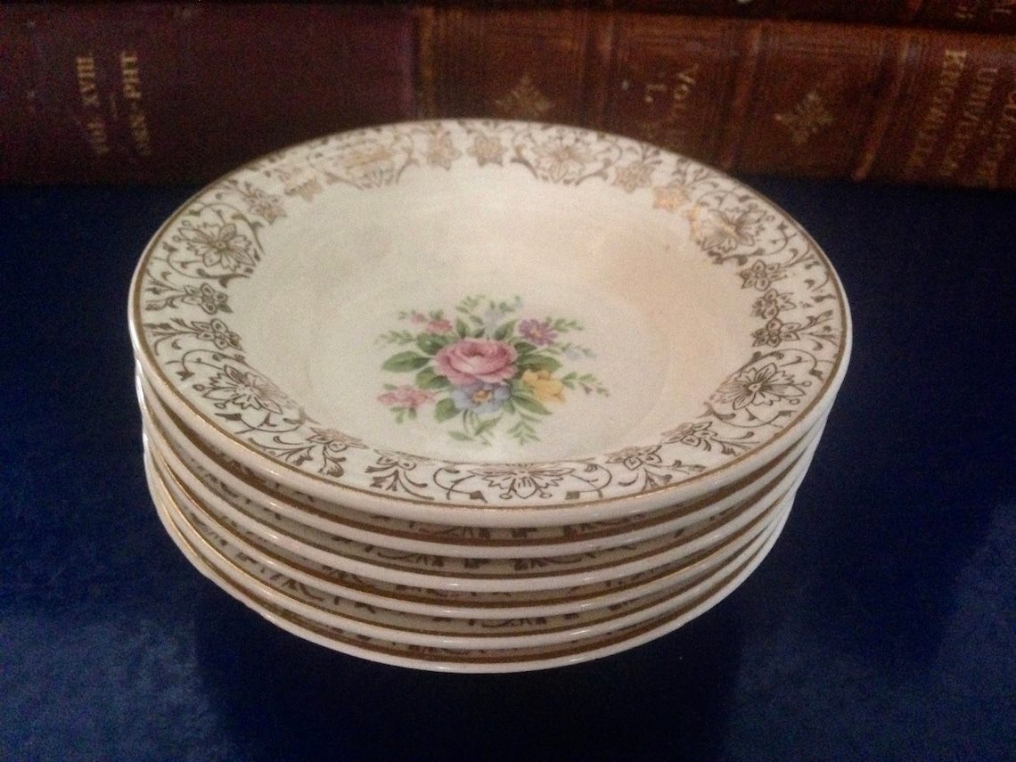American Limoges ROSALIE Triumph 6 Dessert Bowls Side Dishes 5.25 ...