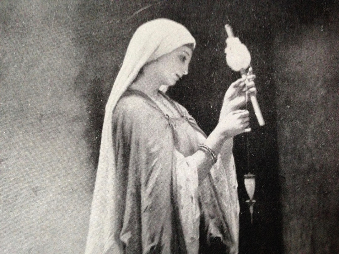 Saintly Spinner Charles Landelle Photogravure Black and White Art ...