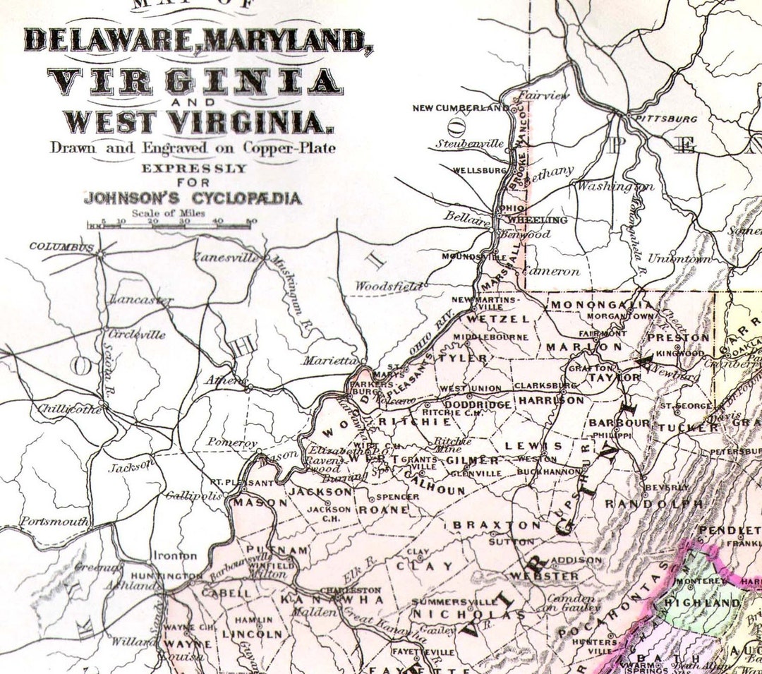 Delaware Maryland Virginia Virginia Occidental 1896 Antiguo Cobre ...