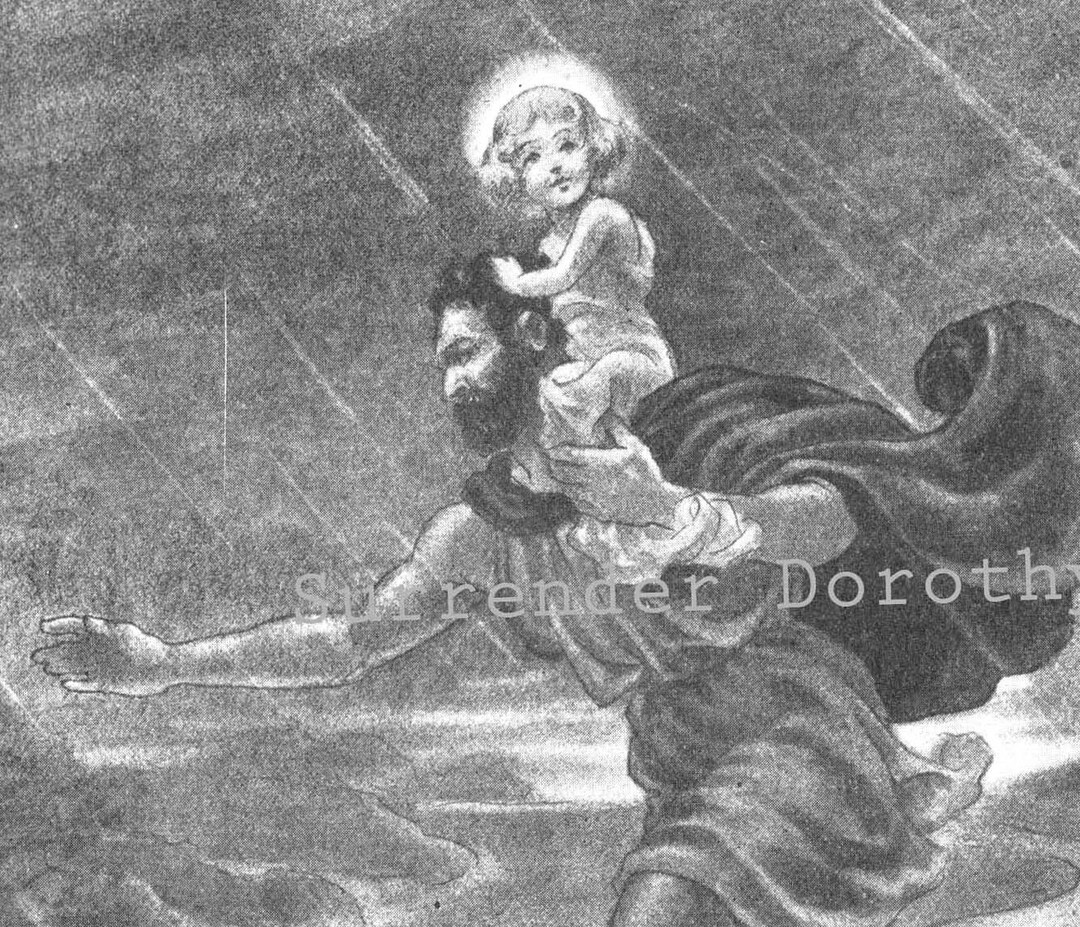Saint Christopher Bears the Christ Child 1929 Vintage Children's ...