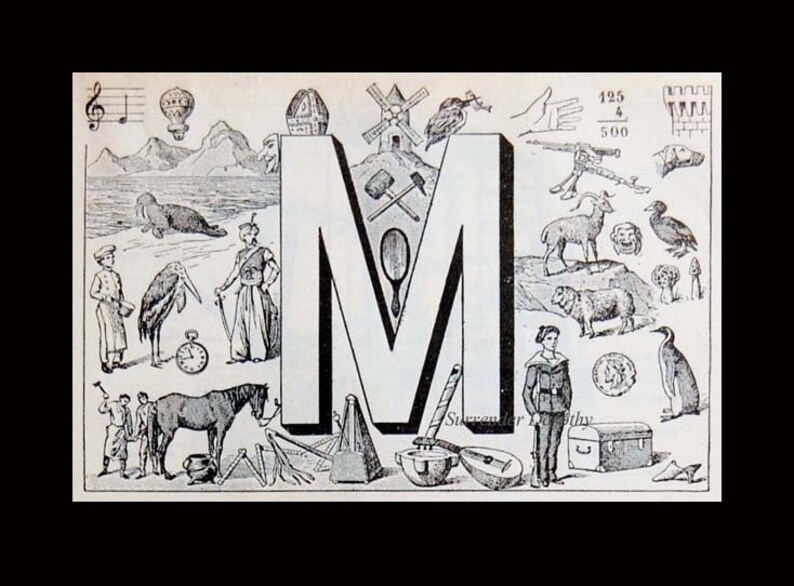Letter M French Dictionary Alphabet Chart Paris France To | Etsy