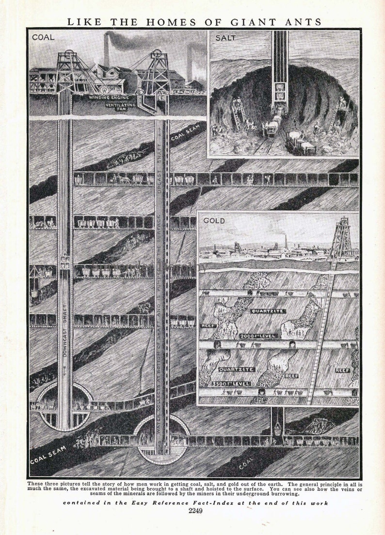 Coal Mine Chart Vintage Industry Roaring Twenties Illustration - Etsy