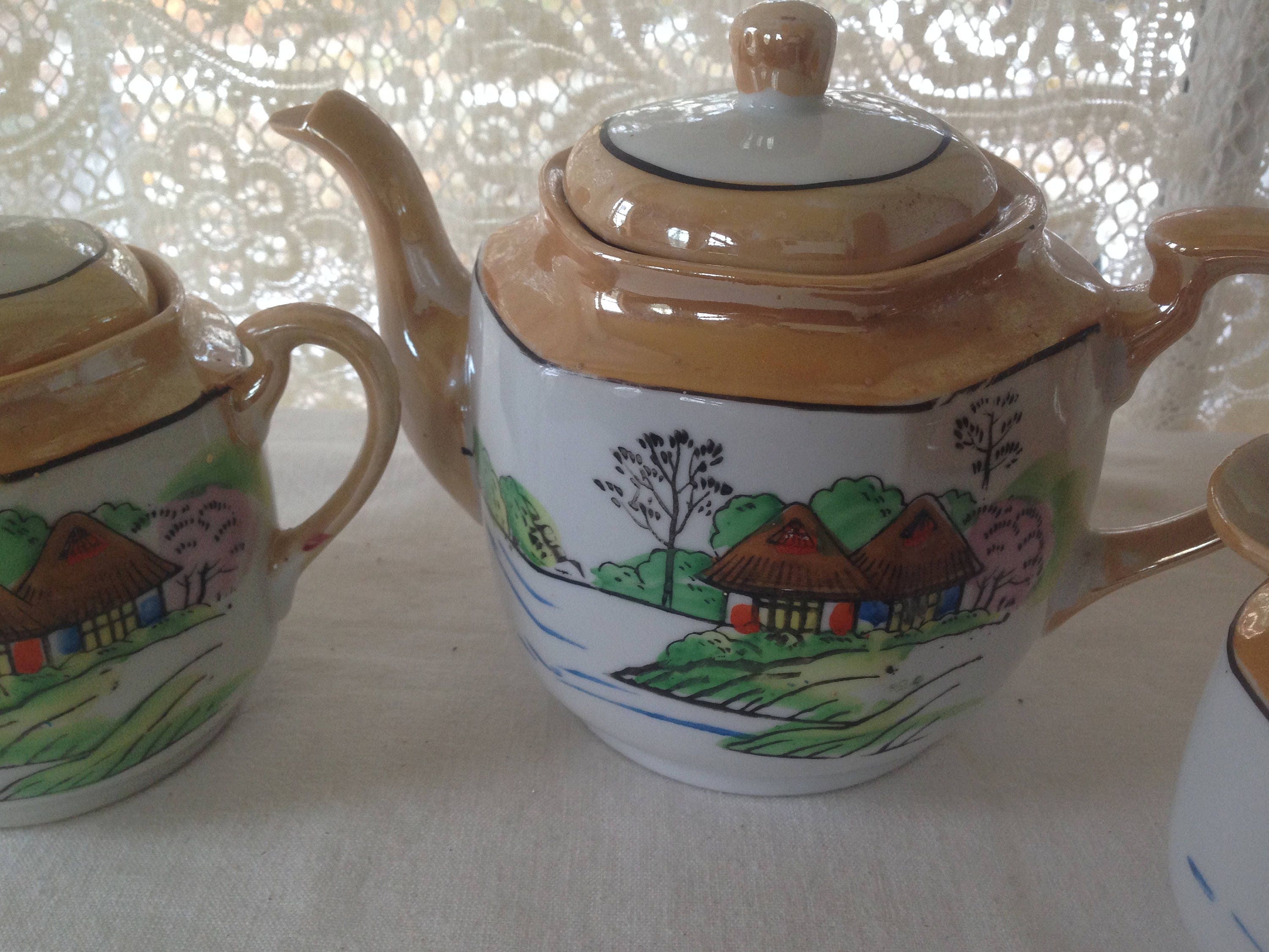 Copper Luster Tea Set Lusterware Japanese China Teapot Sugar - Etsy