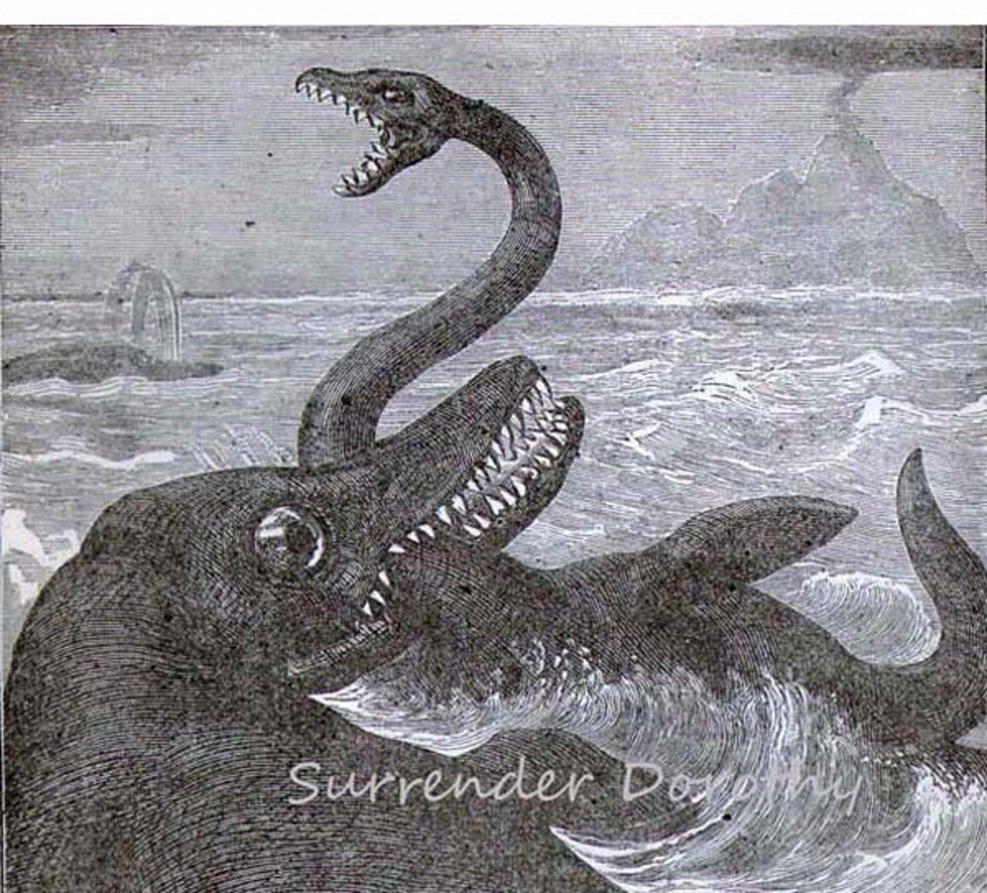 Plesiosaurus Ichthyosaurus Mortal Combat 1887 Victorian Dinosaurs ...