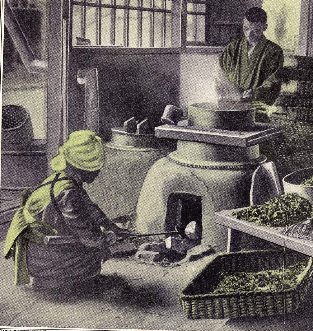 1928 Steaming Tea Leaves for Green Tea in Japan Hand-tinted Photo ...