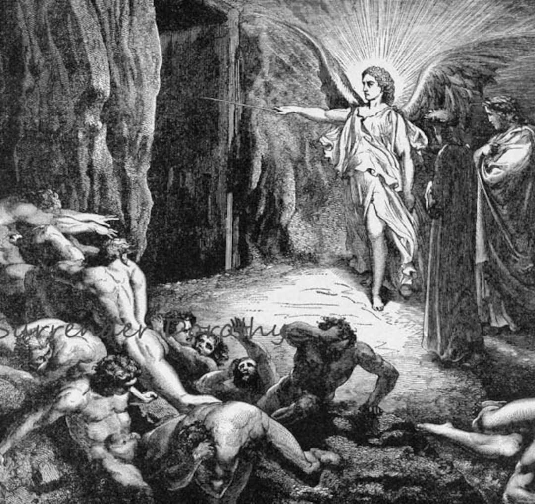 Angel Opens Hell's Gate Dante Inferno, Canto 9 Vintage Engraving by ...