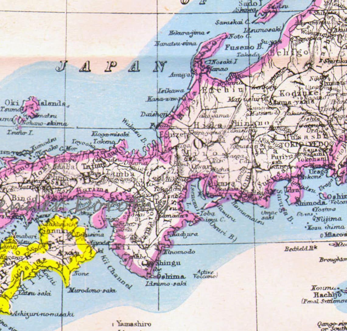 Japan Map Antique Copper Engraving Asian Cartography 1892 - Etsy