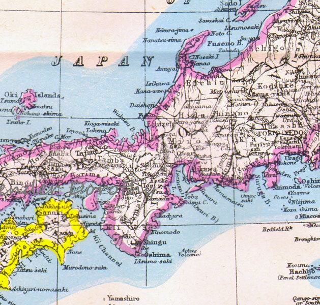 Japan Map Antique Copper Engraving Asian Cartography 1892 | Etsy