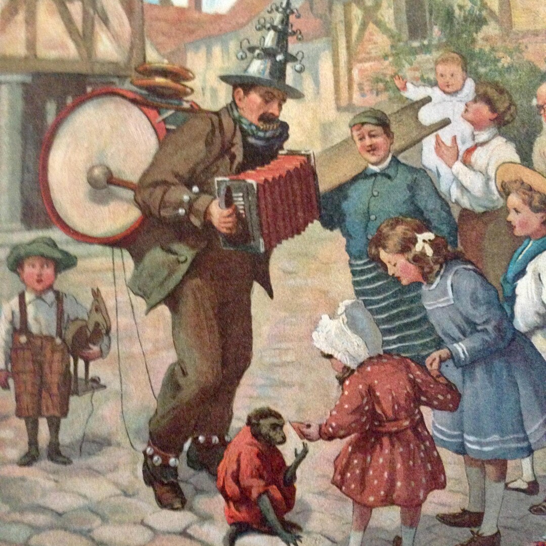 One Man Band Antique Print 1893 Original Victorian Children's ...