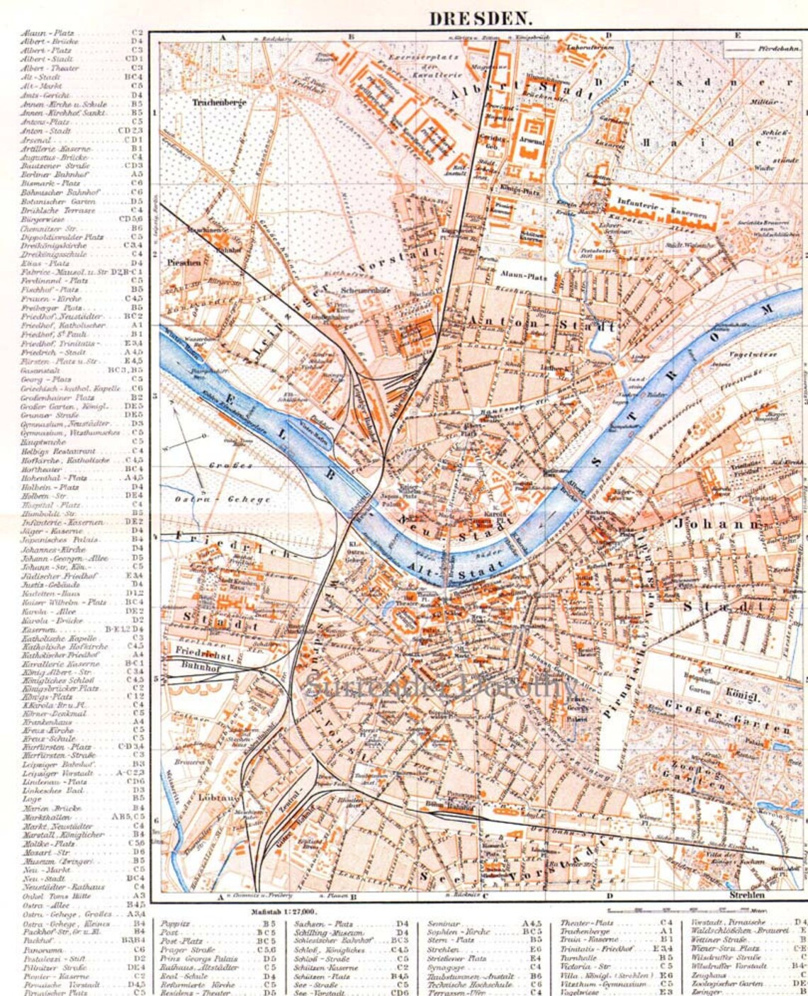 Dresden Germany Map 1903 Vintage Edwardian Steel Engraving - Etsy