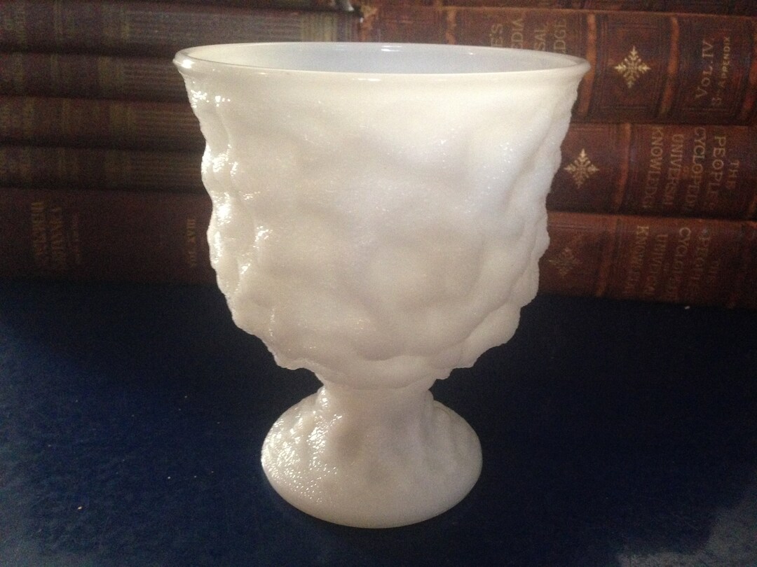 Milk Glass Footed Compote Bumpy Vase Brody 1960s Mid Century Vintage ...