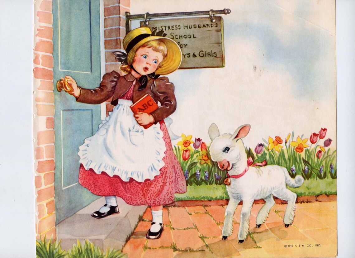 Mary Had A Little Lamb Vintage Mother Goose Lithograph Nursery - Etsy