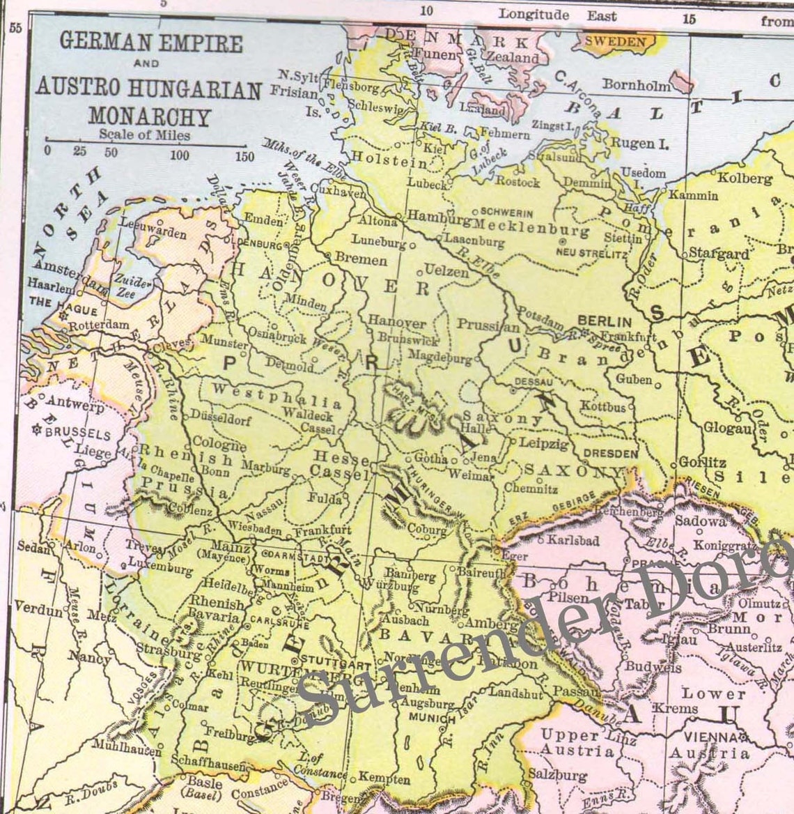 1889 Map Germany German Empire Antique Cartography Perfect For | Etsy