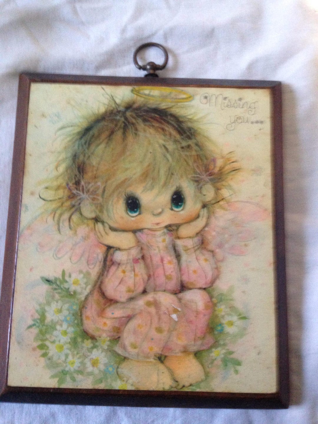 Vintage Hallmark Baby Girl Child Angel Wall Plaque 1970s SPRINGBOK ...