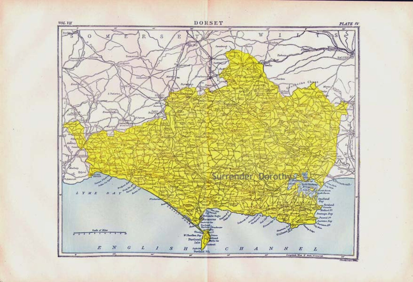 Dorset County England Map Antique Copper Engraving European | Etsy