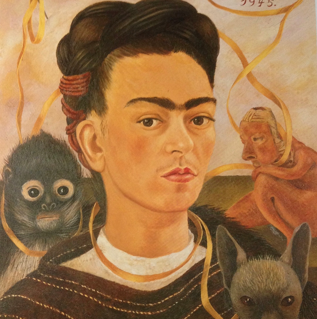 Frida Kahlo Self Portrait With Small Monkey 1945 Vintage Art Masters ...