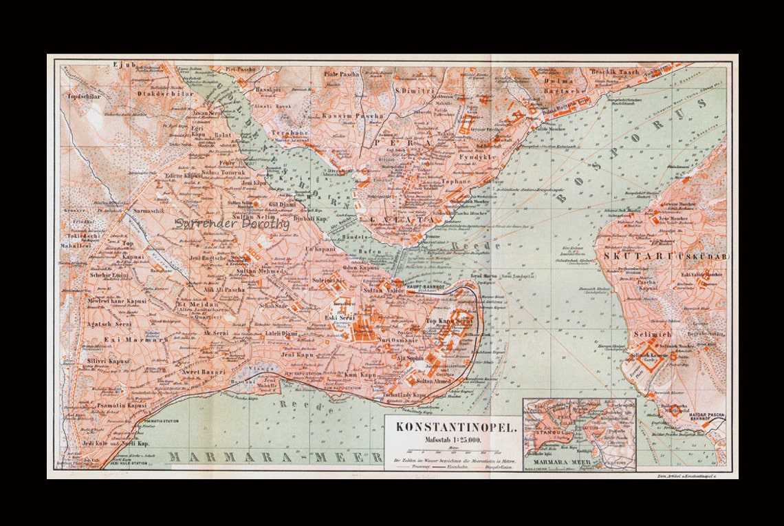 Constantinople Turkey Istanbul Map 1903 Vintage Edwardian - Etsy