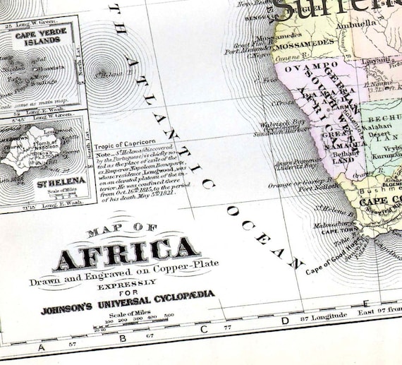 Map Africa 1896 Antique Copper Engraved Map to Frame 13.5 X | Etsy