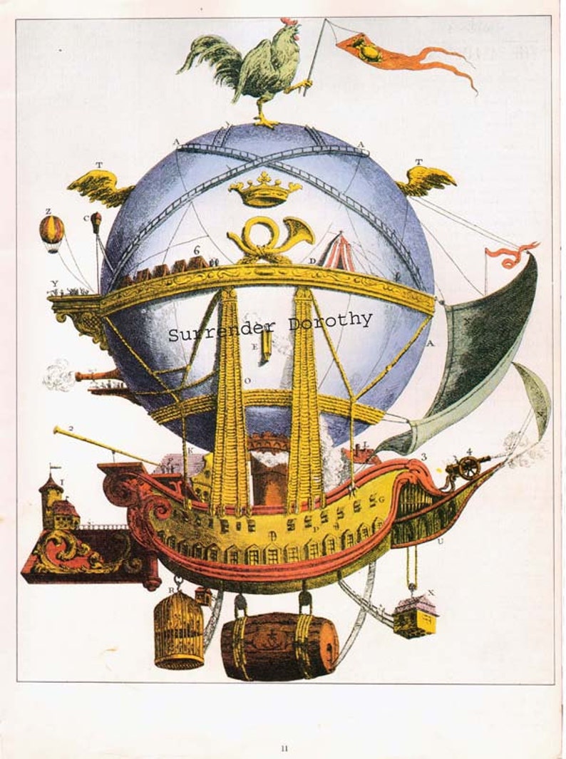 Fantasy Sailing Ship Hot Air Balloon Luft Machine 1880s Aviation ...
