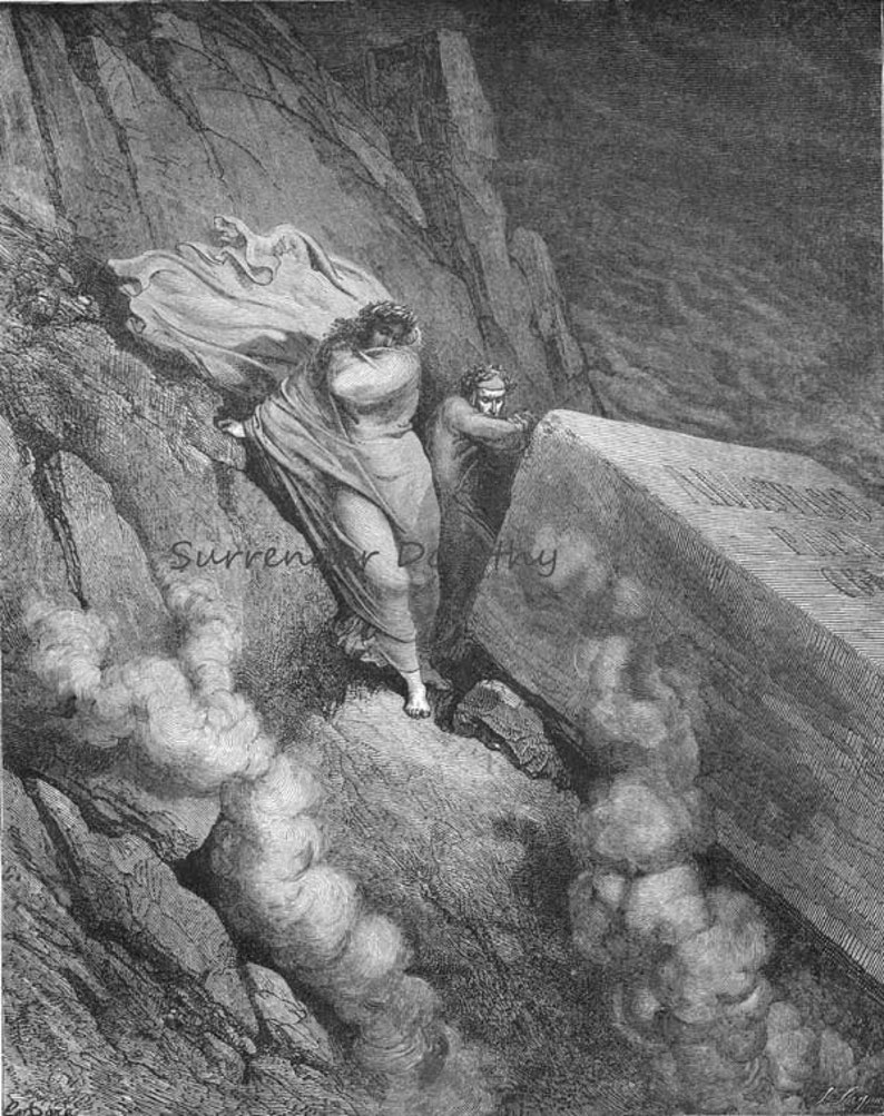Pope Anastasius II Burning Tomb Inferno Canto 11 Gustave Dore Vintage ...